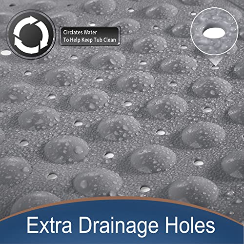 Yimobra Original Bath Tub Shower Mat Extra Long 16 x 40 Inches, Non-Slip with Drain Holes, Suction Cups, Machine Washable, Phthalate Free, Latex Free, BPA Free, Bathroom Mats, Gray