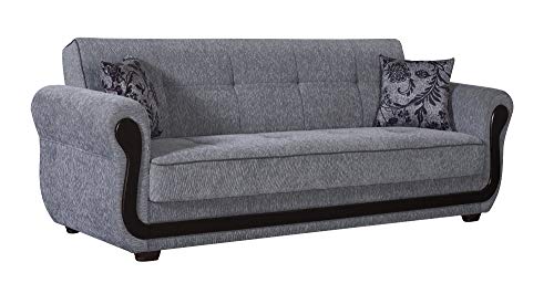 BEYAN Surf Avenue Collection Tufted Large Folding Sofa Sleeper Bed with Storage Space and Includes 2 Pillows, Gray