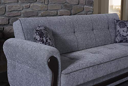 BEYAN Surf Avenue Collection Tufted Large Folding Sofa Sleeper Bed with Storage Space and Includes 2 Pillows, Gray