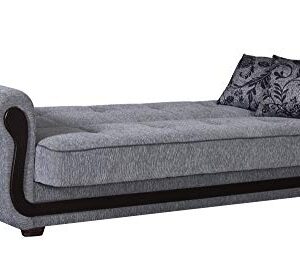 BEYAN Surf Avenue Collection Tufted Large Folding Sofa Sleeper Bed with Storage Space and Includes 2 Pillows, Gray