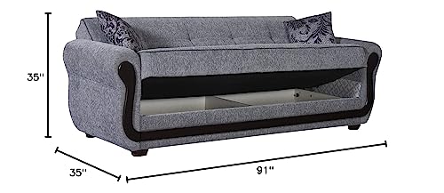 BEYAN Surf Avenue Collection Tufted Large Folding Sofa Sleeper Bed with Storage Space and Includes 2 Pillows, Gray