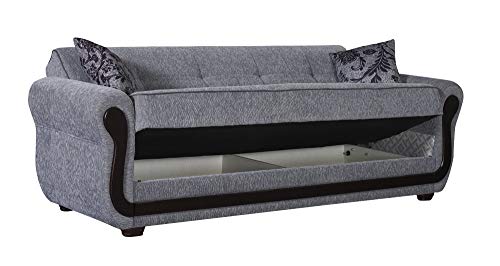 BEYAN Surf Avenue Collection Tufted Large Folding Sofa Sleeper Bed with Storage Space and Includes 2 Pillows, Gray