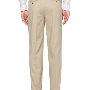 Savane Men's Stretch Ultimate Performance Pleated Chino Pants with Expandable Waistband (Waist Size 30 - 60 Big & Tall) , Ultimate Mid Khaki, 44W x 28L Big Tall