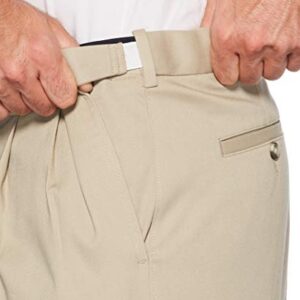 Savane Men's Stretch Ultimate Performance Pleated Chino Pants with Expandable Waistband (Waist Size 30 - 60 Big & Tall) , Ultimate Mid Khaki, 44W x 28L Big Tall