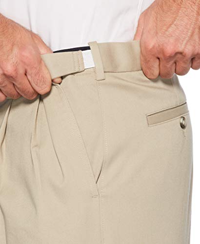 Savane Men's Stretch Ultimate Performance Pleated Chino Pants with Expandable Waistband (Waist Size 30 - 60 Big & Tall) , Ultimate Mid Khaki, 44W x 28L Big Tall