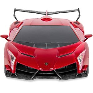 Best Choice Products 1:24 Scale Kids Licensed RC Lamborghini Veneno Car, Head and Taillights, Red