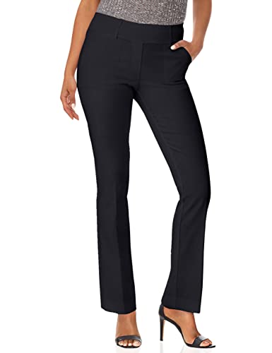 Rekucci Curvy Woman Ease into Comfort Barely Bootcut Plus Size Pant (18W, Black)