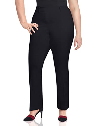 Rekucci Curvy Woman Ease into Comfort Barely Bootcut Plus Size Pant (18W, Black)