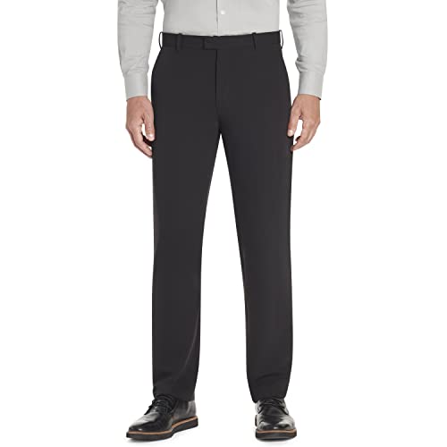 Van Heusen Men's Flex Straight Fit Flat Front Pant, Black, 36W x 29L