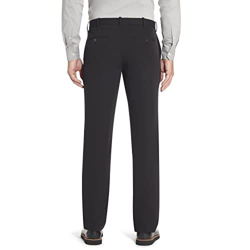 Van Heusen Men's Flex Straight Fit Flat Front Pant, Black, 36W x 29L