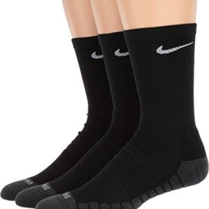 Nike Unisex Dri-Fit Cushioned Crew Socks 3 Pair-Black-Large