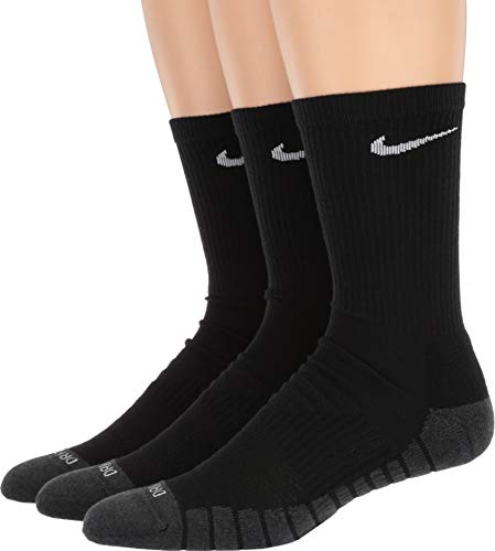 Nike Unisex Dri-Fit Cushioned Crew Socks 3 Pair-Black-Large