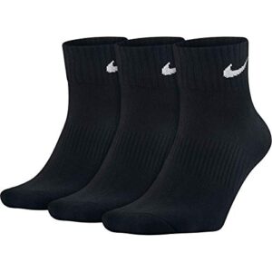 Nike Unisex Dri-Fit Cushioned Crew Socks 3 Pair-Black-Large