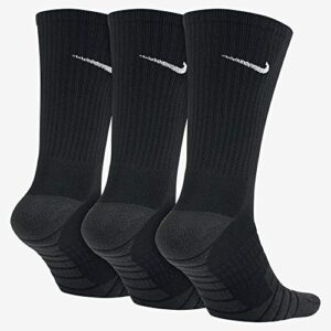 Nike Unisex Dri-Fit Cushioned Crew Socks 3 Pair-Black-Large