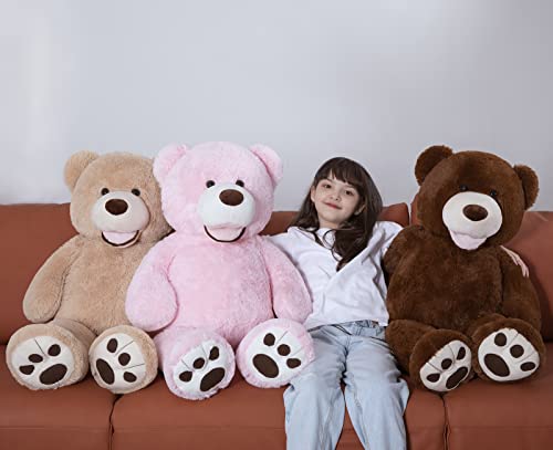 MorisMos Giant Teddy Bear with Big Footprints Plush Stuffed Animals Light Brown 39 inches