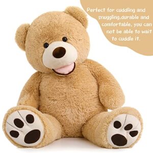 MorisMos Giant Teddy Bear with Big Footprints Plush Stuffed Animals Light Brown 39 inches