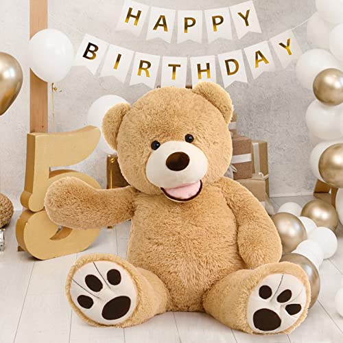 MorisMos Giant Teddy Bear with Big Footprints Plush Stuffed Animals Light Brown 39 inches