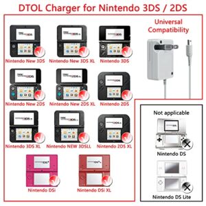 DTOL AC Adapter Game Charger for Nintendo Dsi Ndsi 3DS/3DSXL/New 3DS/New 3Dsll/2DS/Dsi/Dsixl 2 Pack