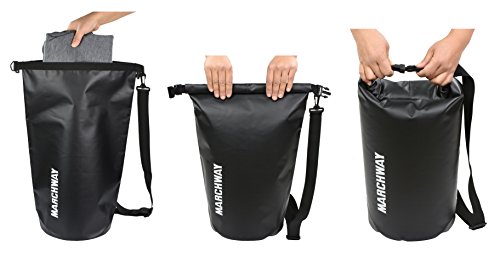 MARCHWAY Floating Waterproof Dry Bag 5L/10L/20L/30L/40L, Roll Top Sack Keeps Gear Dry for Kayaking, Rafting, Boating, Swimming, Camping, Hiking, Beach, Fishing (Black, 10L)