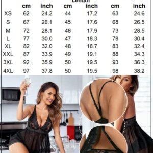 Avidlove Women V-neck Lace Babydoll Mesh Chemise Sleepwear Sexy Open Back Lingerie Black Medium