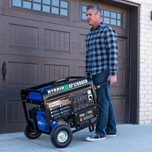 DuroMax XP12000EH Generator-12000 Watt Gas or Propane Powered Home Back Up & RV Ready, 50 State Approved Dual Fuel Electric Start Portable Generator, Black and Blue