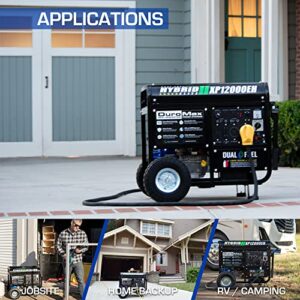 DuroMax XP12000EH Generator-12000 Watt Gas or Propane Powered Home Back Up & RV Ready, 50 State Approved Dual Fuel Electric Start Portable Generator, Black and Blue