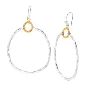 silpada .925 sterling silver & brass hoop earrings for women, jewelry gift idea, french wire back-findings, dynamic duo'