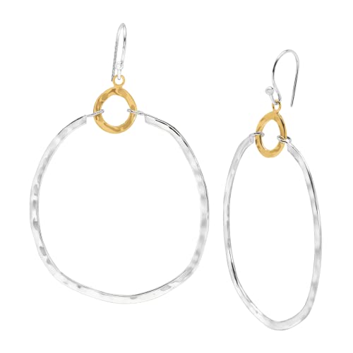 Silpada .925 Sterling Silver & Brass Hoop Earrings for Women, Jewelry Gift Idea, French Wire Back-Findings, Dynamic Duo'