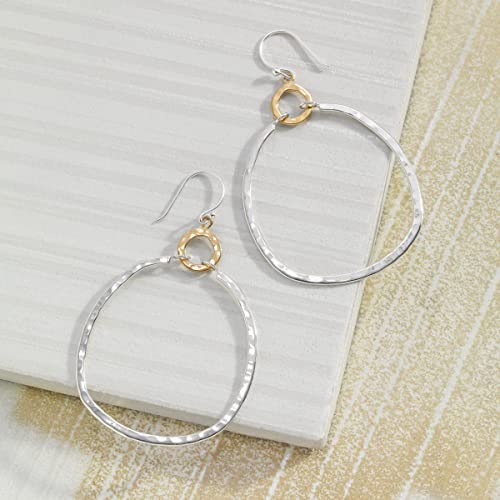 Silpada .925 Sterling Silver & Brass Hoop Earrings for Women, Jewelry Gift Idea, French Wire Back-Findings, Dynamic Duo'