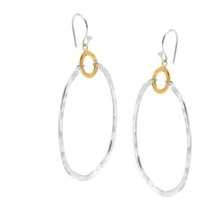 Silpada .925 Sterling Silver & Brass Hoop Earrings for Women, Jewelry Gift Idea, French Wire Back-Findings, Dynamic Duo'