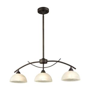 daycent vintage frosted glass alabaster shades pendant lighting for kitchen island 3-light rod-hung ceiling hanging light, golden bronze