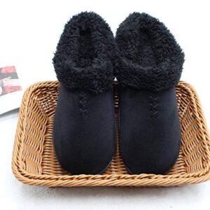 ofoot Women's Warm Clog Slippers,Memory Foam Indoor Outdoor Hard Bottom Rubber Soles Slippers with Back for Women(Black,US 9.5-10)