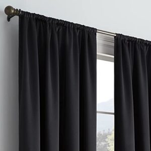 Eclipse Solid Thermapanel Modern Room Darkening Rod Pocket Window Curtain for Bedroom (1 Panel), 54 in x 84 in, Black