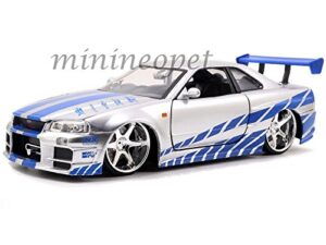 jada 97158 2 fast 2 furious brian's 1999 nissan skyline gt r r34 1/24 silver,#g14e6ge4r-ge 4-tew6w206734