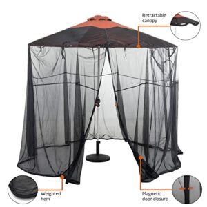 Classic Accessories Water-Resistant 9 Foot Universal Round Patio Umbrella Insect Screen Canopy, Patio Furniture Covers