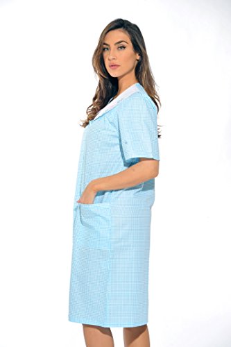 8511-Royal-S Dreamcrest Short Sleeve Duster / Housecoat / Women Sleepwear,Royal,Small