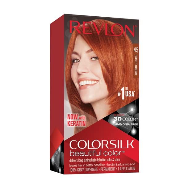 Revlon ColorSilk Beautiful Color Permanent Hair Color 45 Bright Auburn 1 EA - Buy Packs and SAVE (Pack of 6)