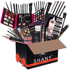 shany bundle makeup set - all in one makeup bundle adult teen makeup - includes pro makeup brush set, makeup eyeshadow palette, makeup blender, lip-gloss