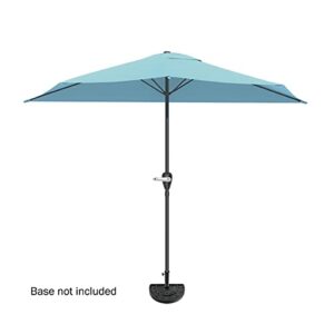 9-Foot Half Patio Umbrella – Easy Crank Semicircle Opening Shade Canopy – For Against a Wall, Porch, or Balcony Furniture by Pure Garden (Blue)