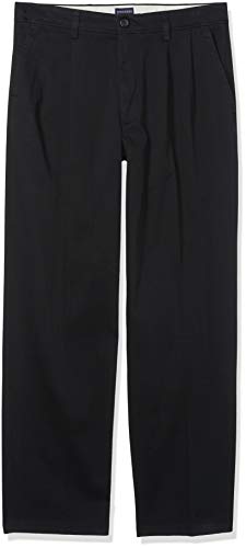 Dockers Men's Classic Fit Easy Khaki Pants-Pleated (Standard and Big & Tall), Black, 36W x 32L