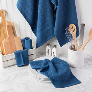 DII Basic Terry Collection Solid Windowpane Dishcloth Set, 12x12, Blue, 6 Piece