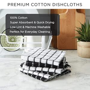 DII Basic Terry Collection Solid Windowpane Dishcloth Set, 12x12, Blue, 6 Piece