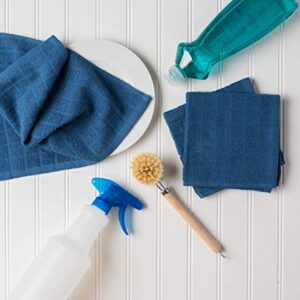 DII Basic Terry Collection Solid Windowpane Dishcloth Set, 12x12, Blue, 6 Piece