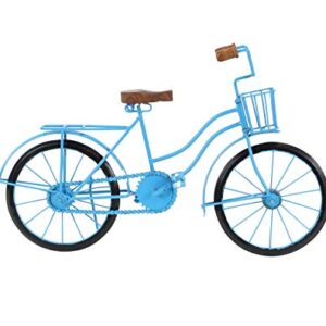 Deco 79 Metal Bike Sculpture with Wood Accents, 18" x 4" x 11", Blue