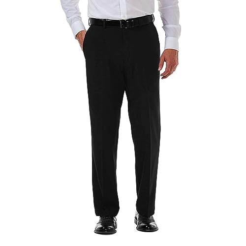 Haggar mens Cool 18 Pro Classic Fit Flat Front - Regular and Big & Tall Sizes Casual Pants, Black, 46W x 30L US