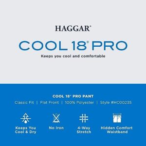 Haggar mens Cool 18 Pro Classic Fit Flat Front - Regular and Big & Tall Sizes Casual Pants, Black, 46W x 30L US