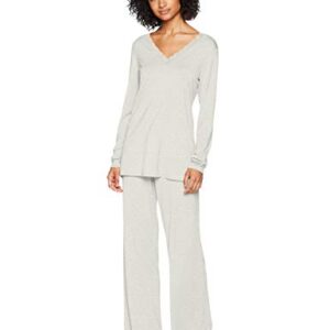 Natori womens Feathers Knit Long Sleeve Pj Pajama Set, Light Heather Grey, X-Small US