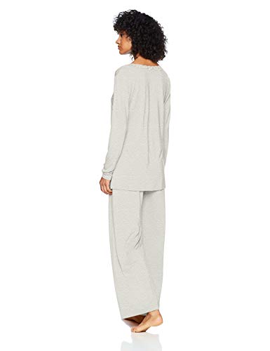 Natori womens Feathers Knit Long Sleeve Pj Pajama Set, Light Heather Grey, X-Small US