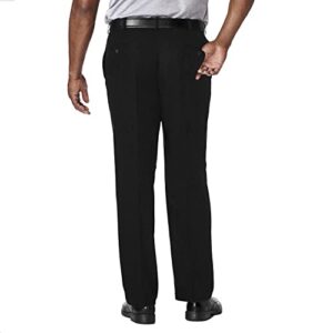 Haggar mens Cool 18 Pro Classic Fit Pleat Front Hidden Expandable Waist With Big & Tall Sizes Casual Pants, Black, 42W x 30L US