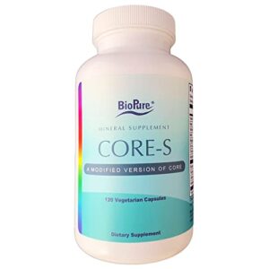 biopure core-s mineral supplement – highly bioavailable minerals, vitamins, amino acids, & herbs to support nutritional maintenance, optimize metabolism, and promote overall well-being – 120 capsules